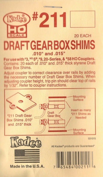 HO Scale Kadee #211 Styrene Gearbox Shims .010in & .015in (20)pcs ...