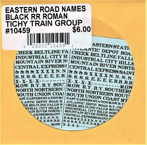 HO Scale Tichy Train 10459 Black Eastern US Road Names RR Roman Decal ...