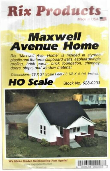 HO Scale Rix Products 628-0203 Maxwell Avenue One-Story House w/Side P ...