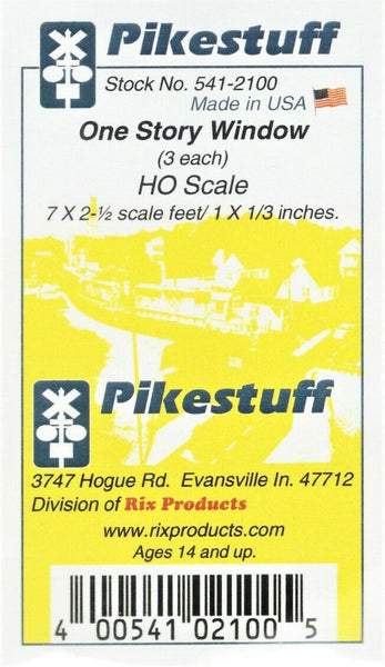 HO Scale Pikestuff 541-2100 One-Story Windows pkg (3) – Sidetrack Hobby